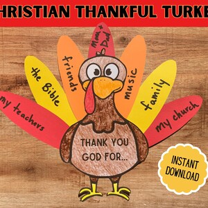 Christian Thanksgiving Printable, Give Thanks to God Turkey Craft ...