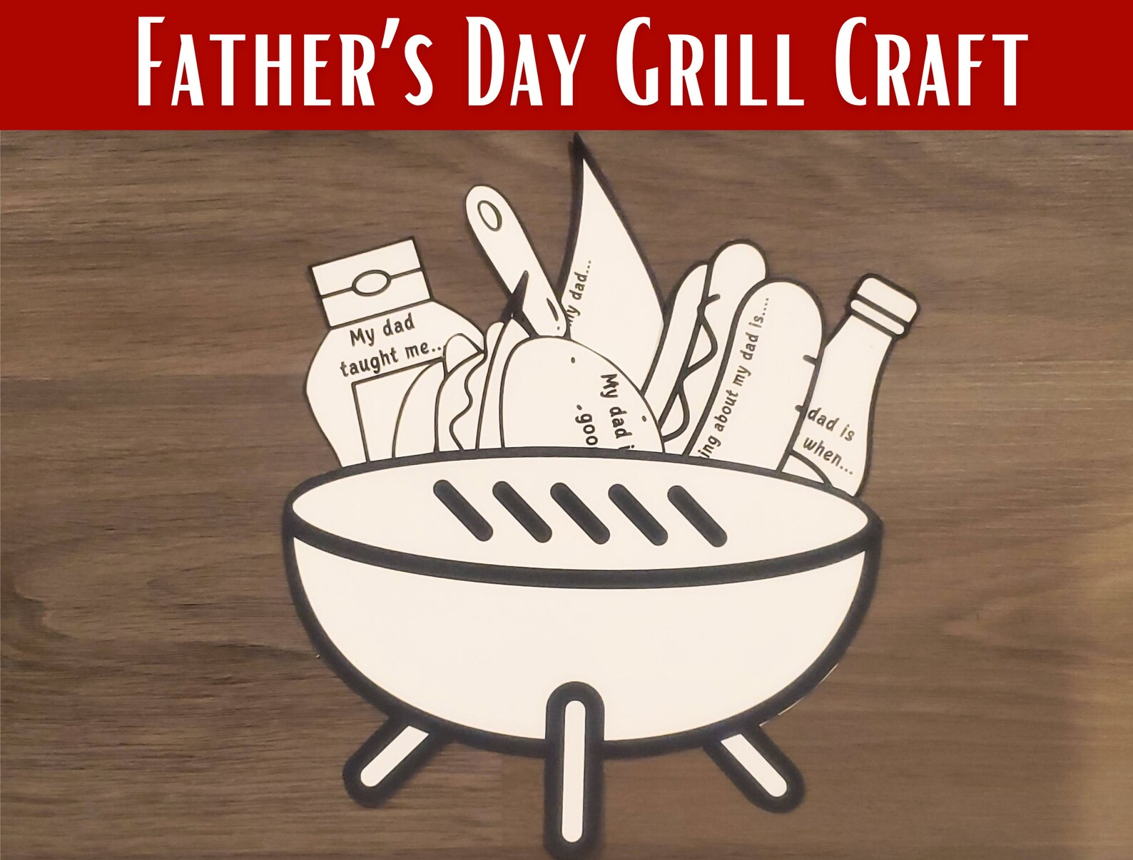 Father's Day Craft for Kids, All About My Dad Grill Craft, Printable ...