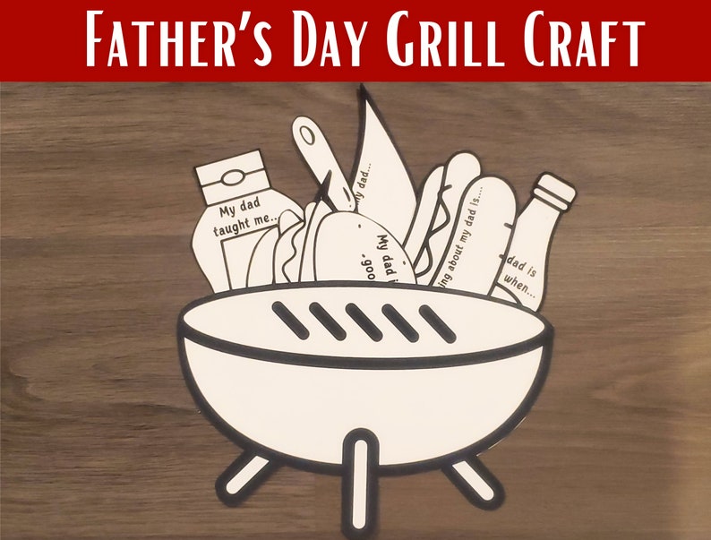 Printable Father's Day Craft, All About My Dad Grill Craft, Dad Gift ...