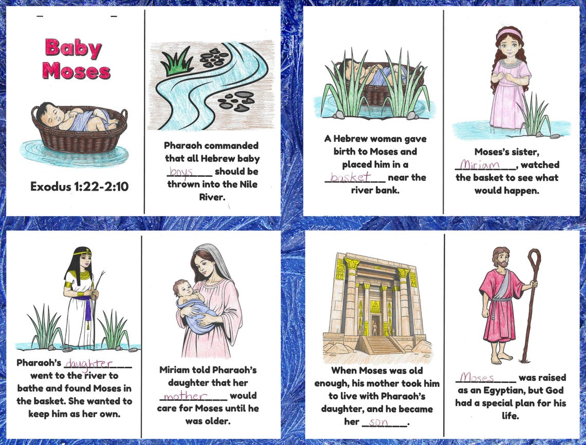 Birth of Moses, Printable Bible Craft, Sunday School Lesson, Kids Bible ...