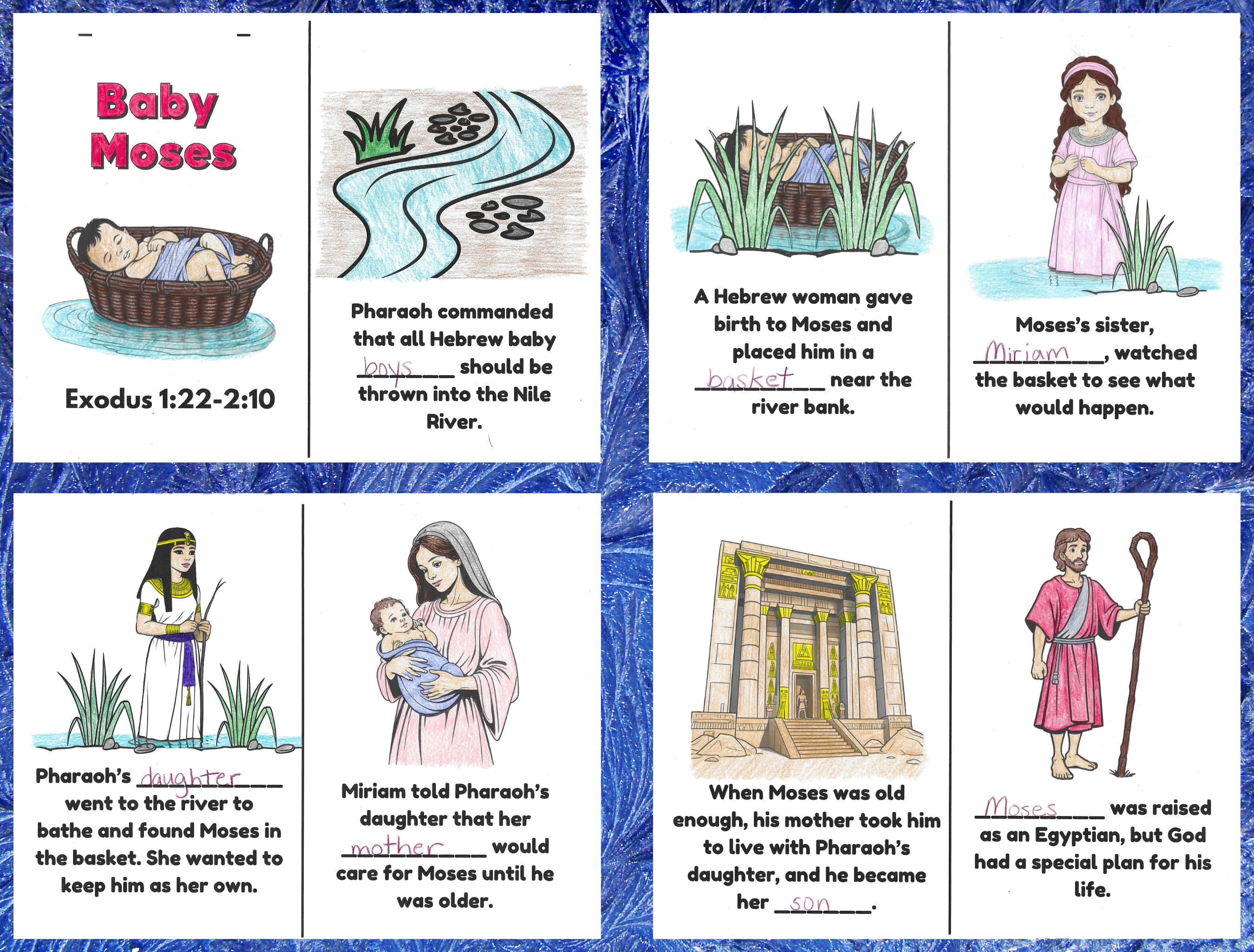 Birth of Moses, Printable Bible Craft, Sunday School Lesson, Kids Bible ...