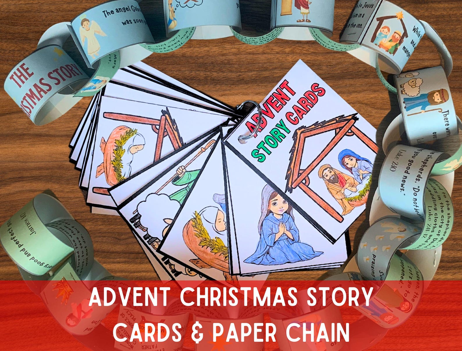 Advent Story Cards Paper Chain Countdown Craft BUNDLE, the Christmas ...
