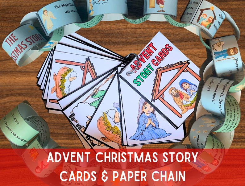 Advent Story Cards Paper Chain Countdown Craft BUNDLE, the Christmas ...