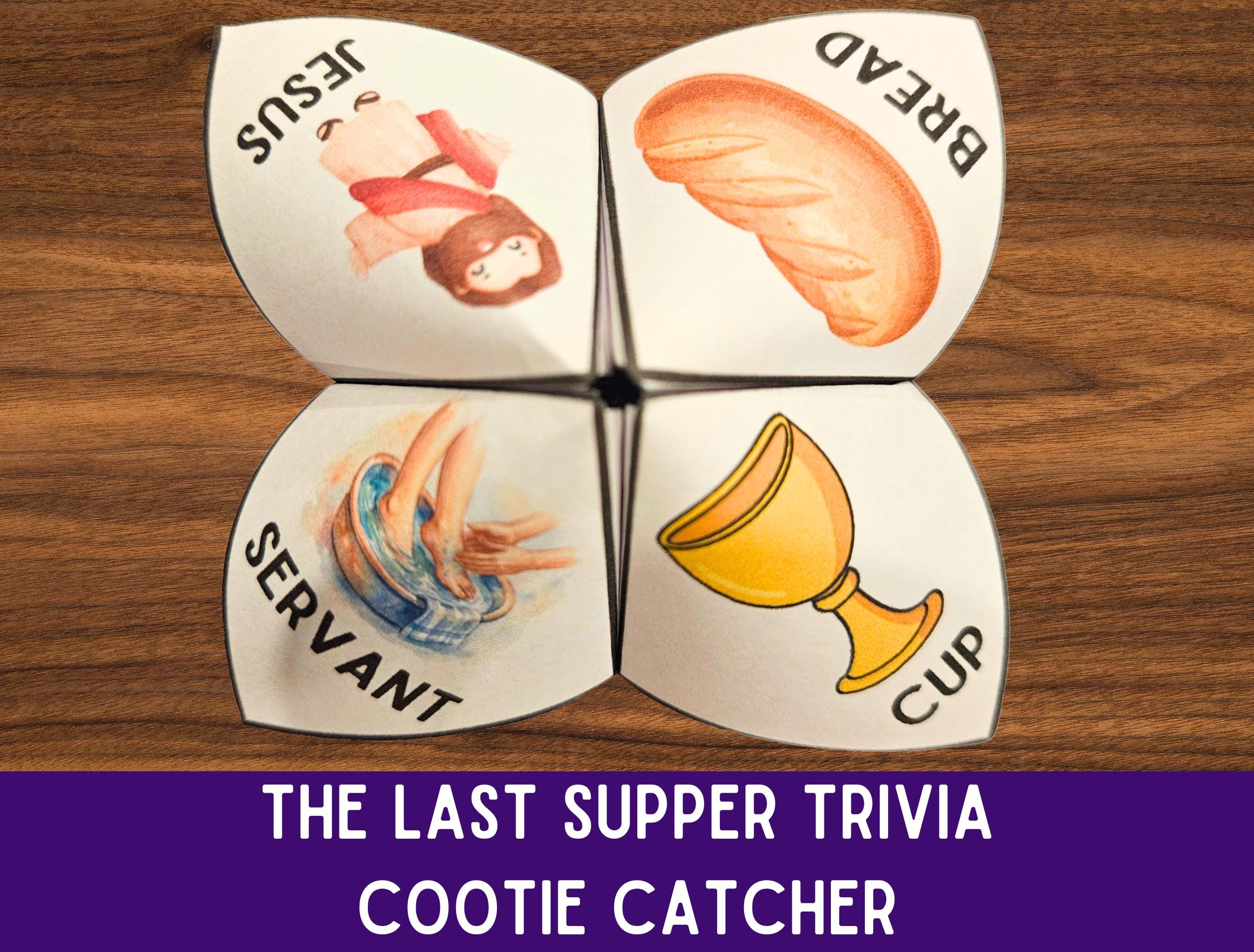 Last Supper Easter Cootie Catcher, Bible Trivia Game for Kids, Sunday ...