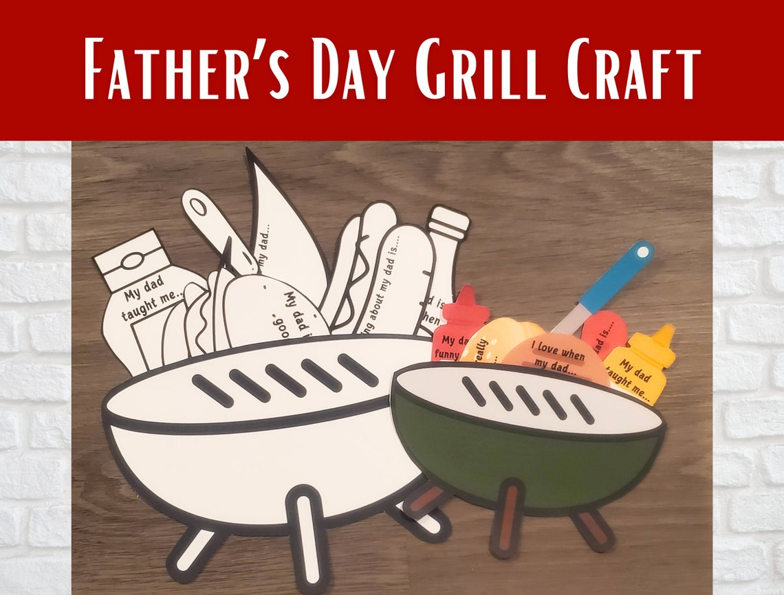 Printable Father's Day Craft, All About My Dad Grill Craft, Dad Gift ...