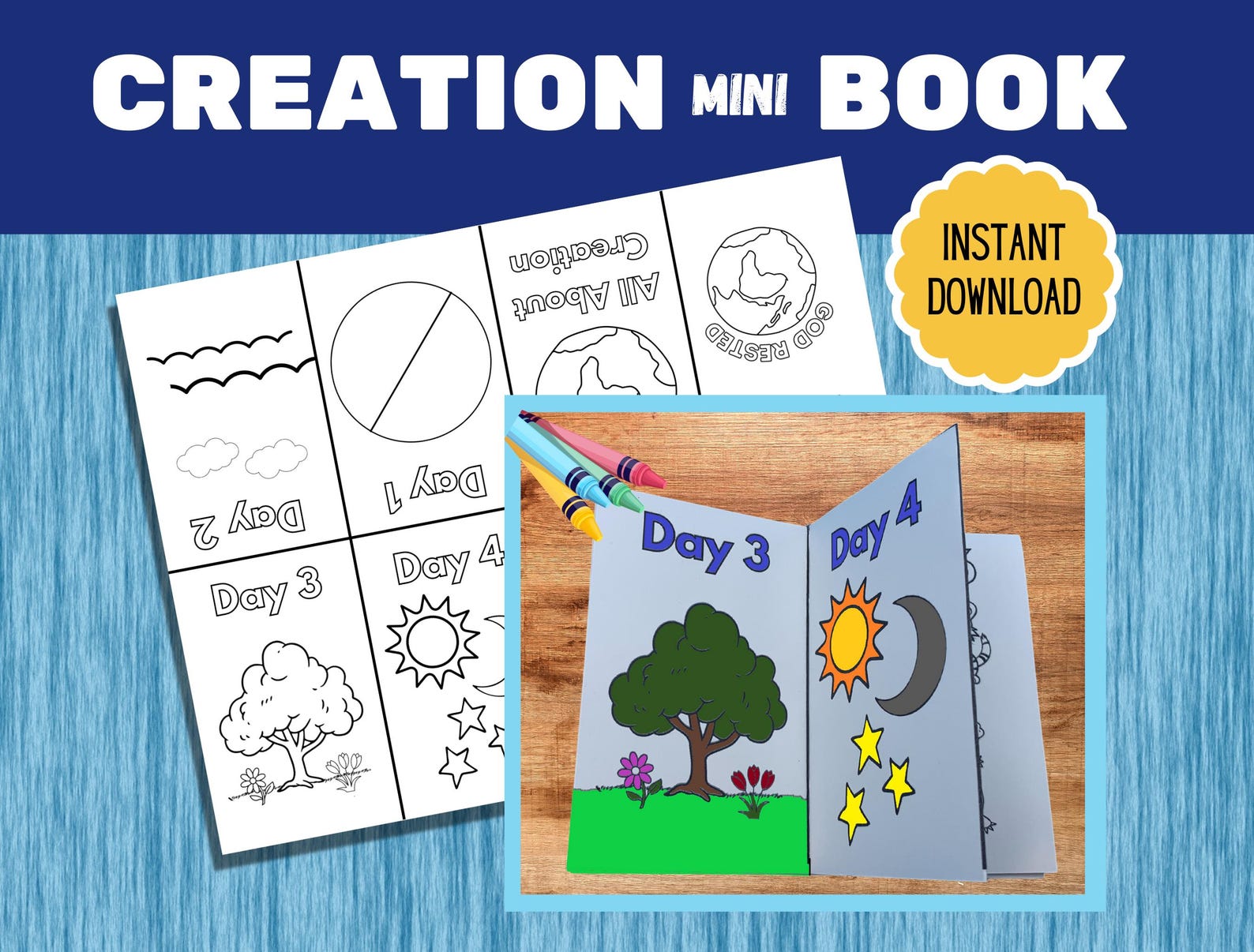 Days of Creation Bible Story BUNDLE, Sunday School Coloring Pages Craft ...