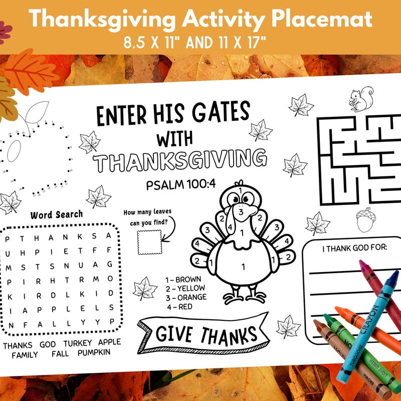 Thanksgiving Placemat - Etsy