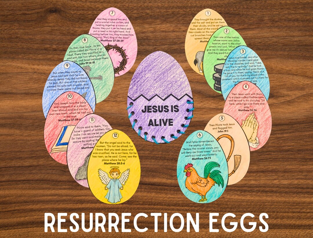 Resurrection Eggs Craft, Sunday School Easter Story Craft, Printable ...