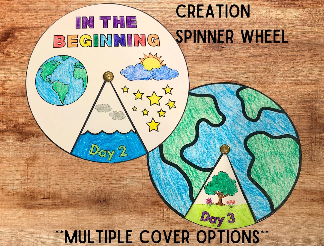 Days of Creation Craft, Genesis 1 Spinner Wheel, Bible Memory Game for ...