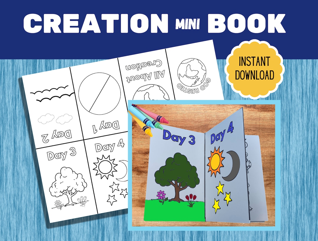 7 Days of Creation Mini Book Bible Craft | Sunday School Lesson for ...