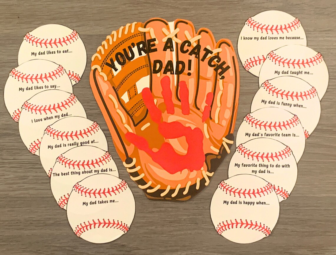 Father's Day Handprint Craft, Printable All About My Dad, Baseball Dad ...