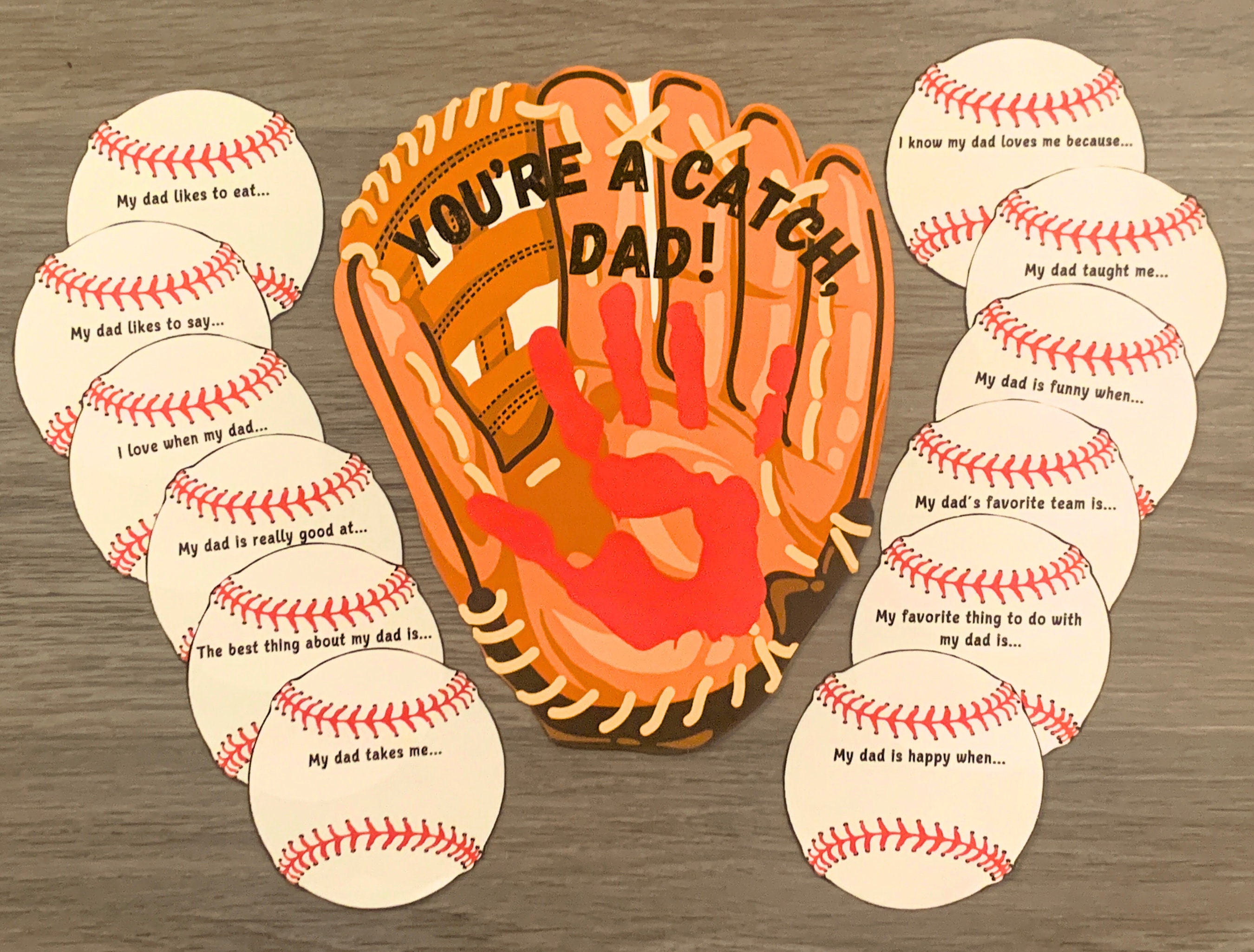 Father's Day Handprint Craft, Printable All About My Dad, Baseball Dad ...