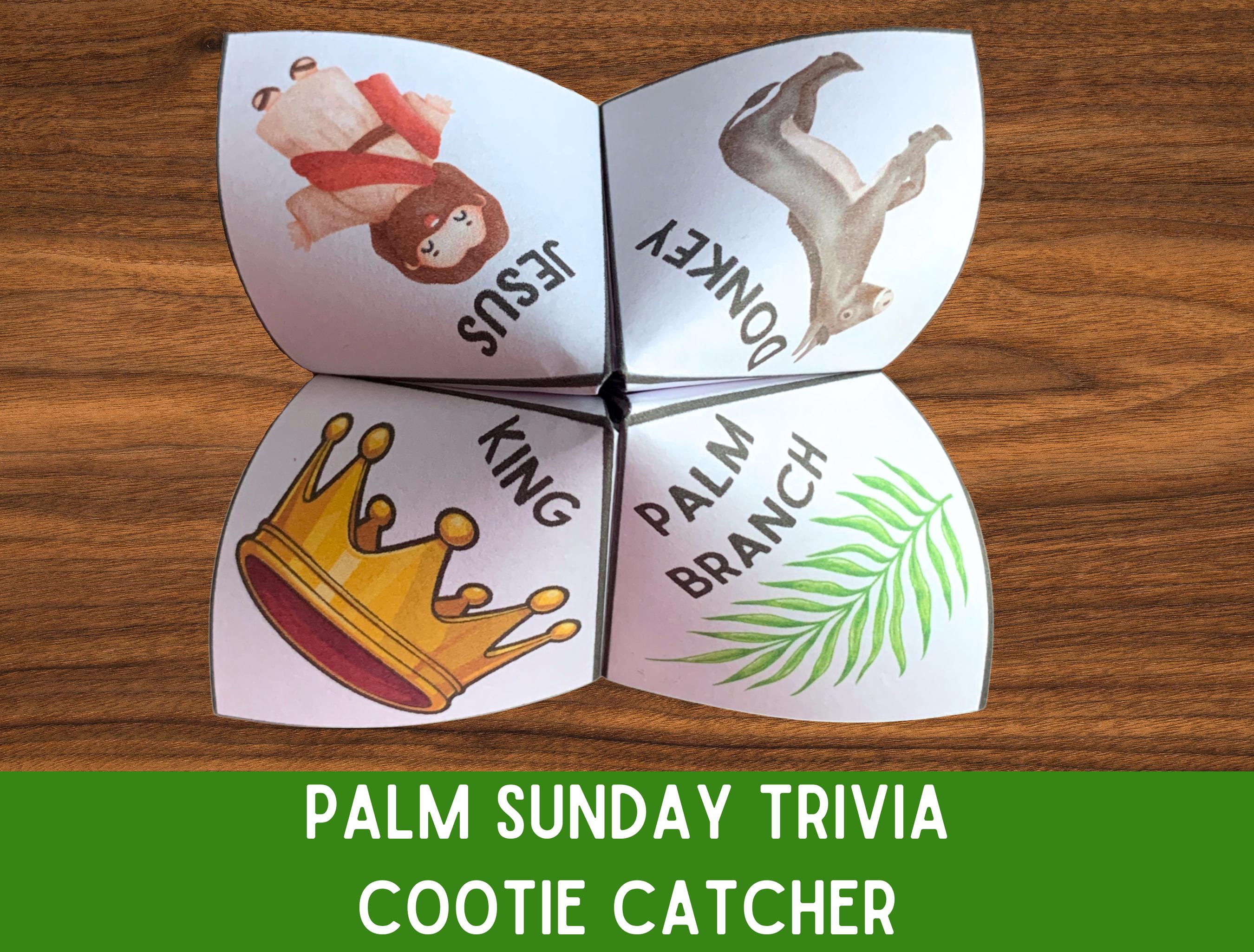 Palm Sunday Easter Cootie Catcher, Bible Trivia Game for Kids, Sunday ...