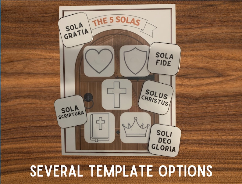 Five Solas Activity, Reformation Day Craft, Kids Bible Study Matching ...