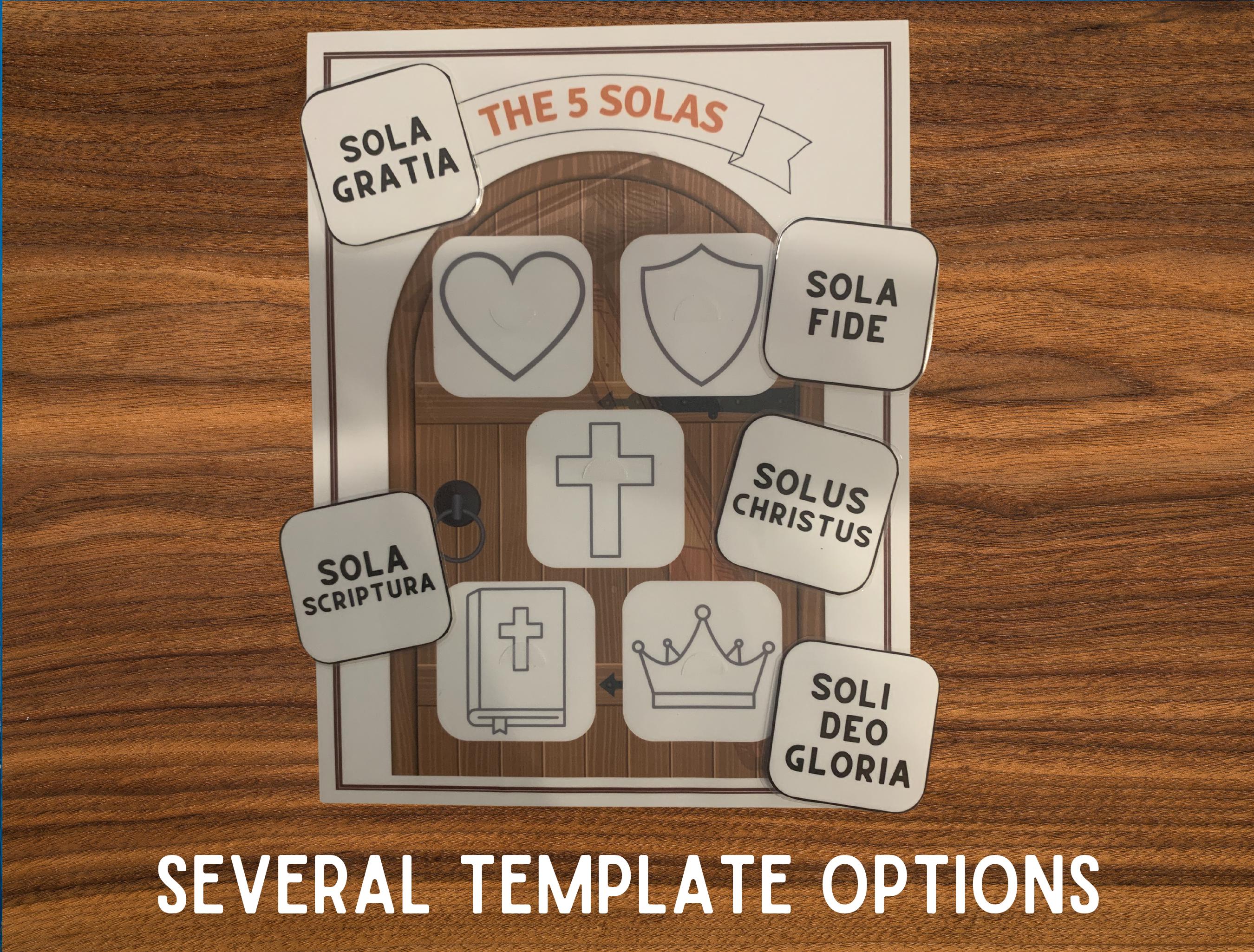 Five Solas Activity, Reformation Day Craft, Kids Bible Study Matching ...