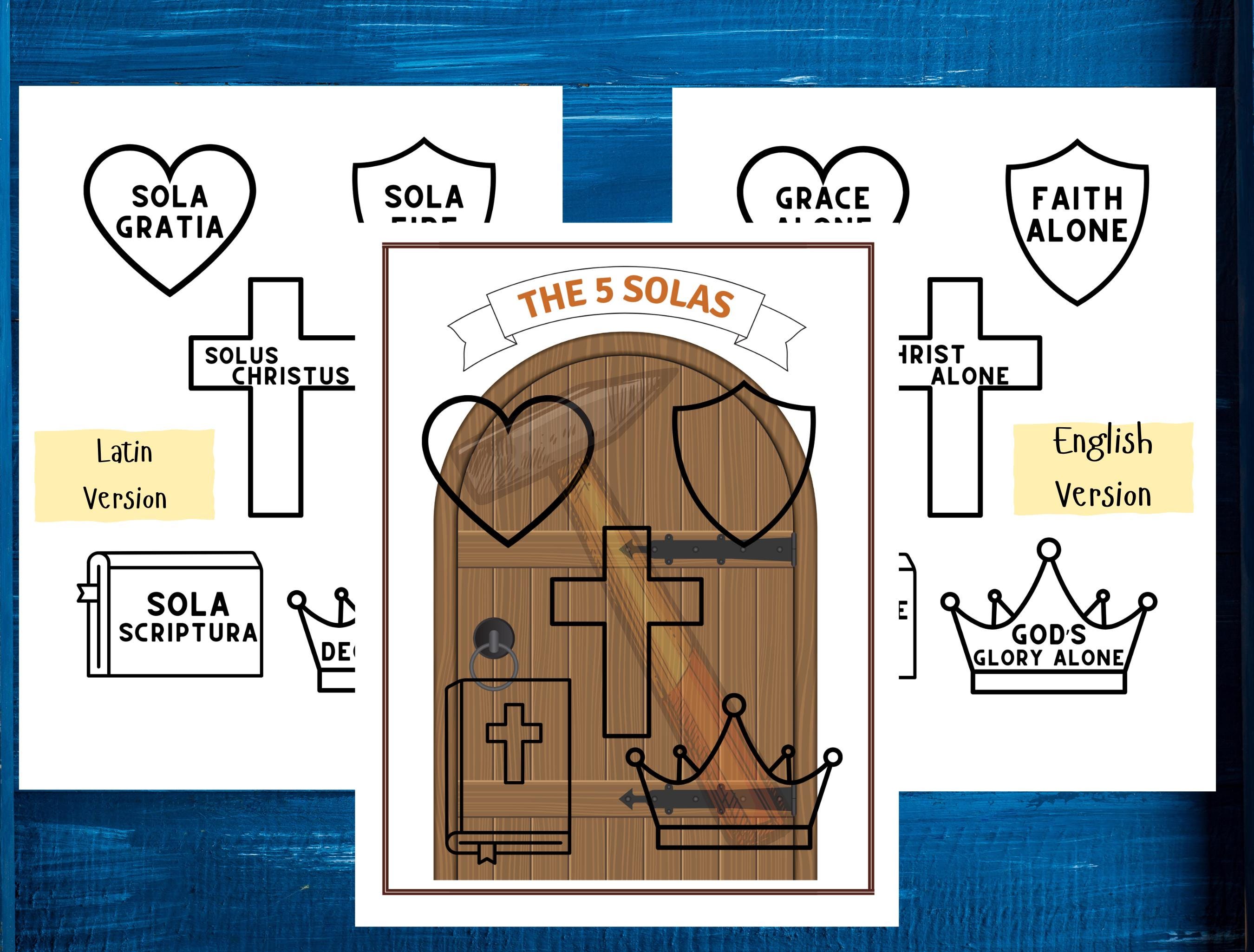 Five Solas Activity, Reformation Day Craft, Kids Bible Study Matching Game, Martin Luther Church ...