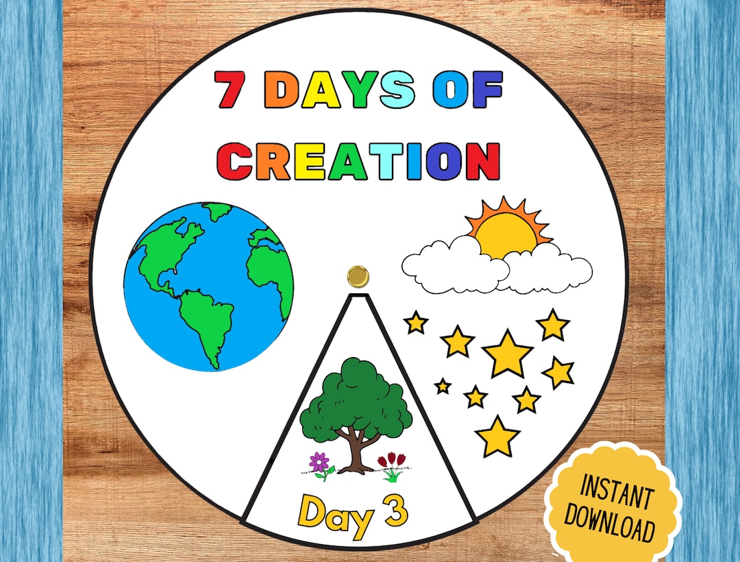 Days of Creation Coloring Wheel, Kids Bible Lesson, Memory Game, Bible ...