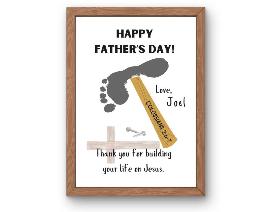 Footprint Handprint DIY Gift for Dad, Christian Fathers Day Bible Craft ...