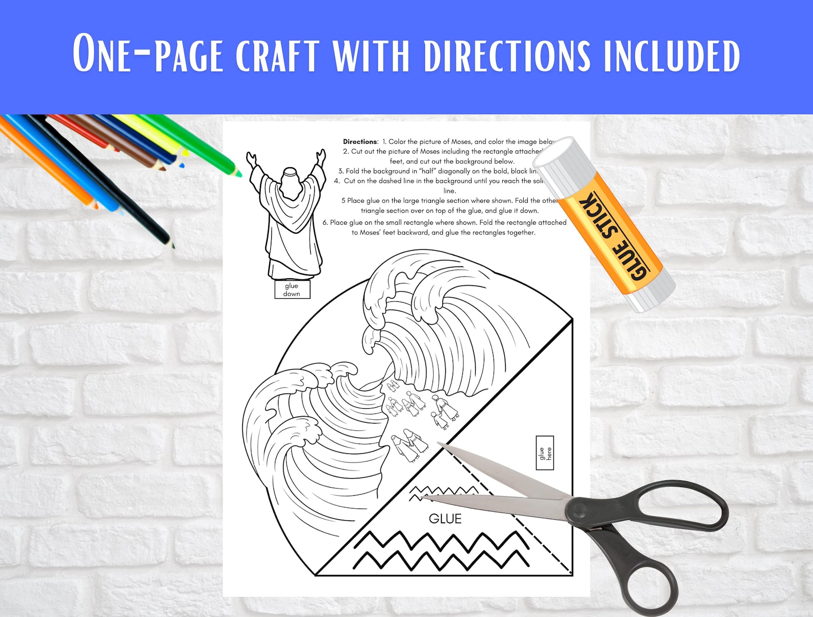 Moses Parting the Red Sea Craft, Printable Sunday School Bible Activity ...