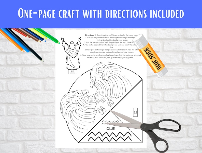 Moses Parting the Red Sea Craft, Printable Sunday School Bible Activity ...