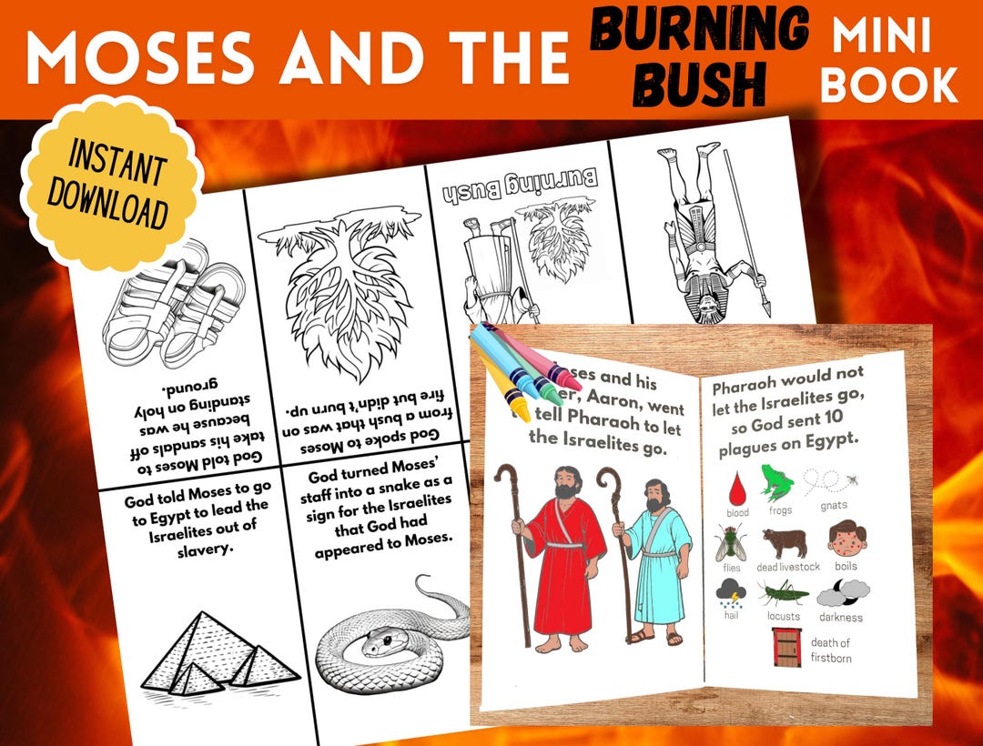 Moses and the Burning Bush Mini Book Bible Craft, Sunday School Lesson ...