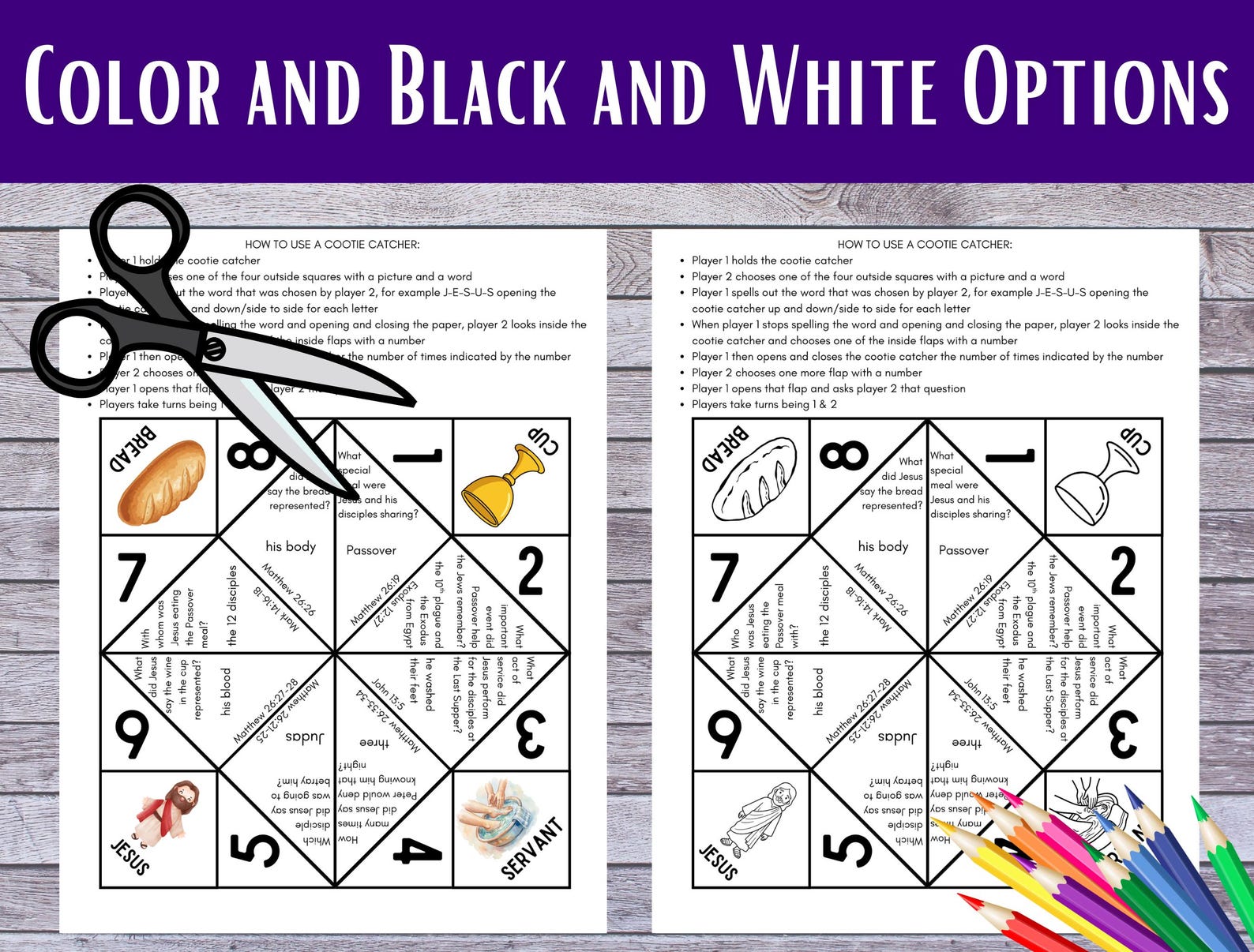 Last Supper Easter Cootie Catcher, Bible Trivia Game for Kids, Sunday ...