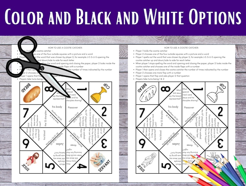 Last Supper Easter Cootie Catcher, Bible Trivia Game for Kids, Sunday ...
