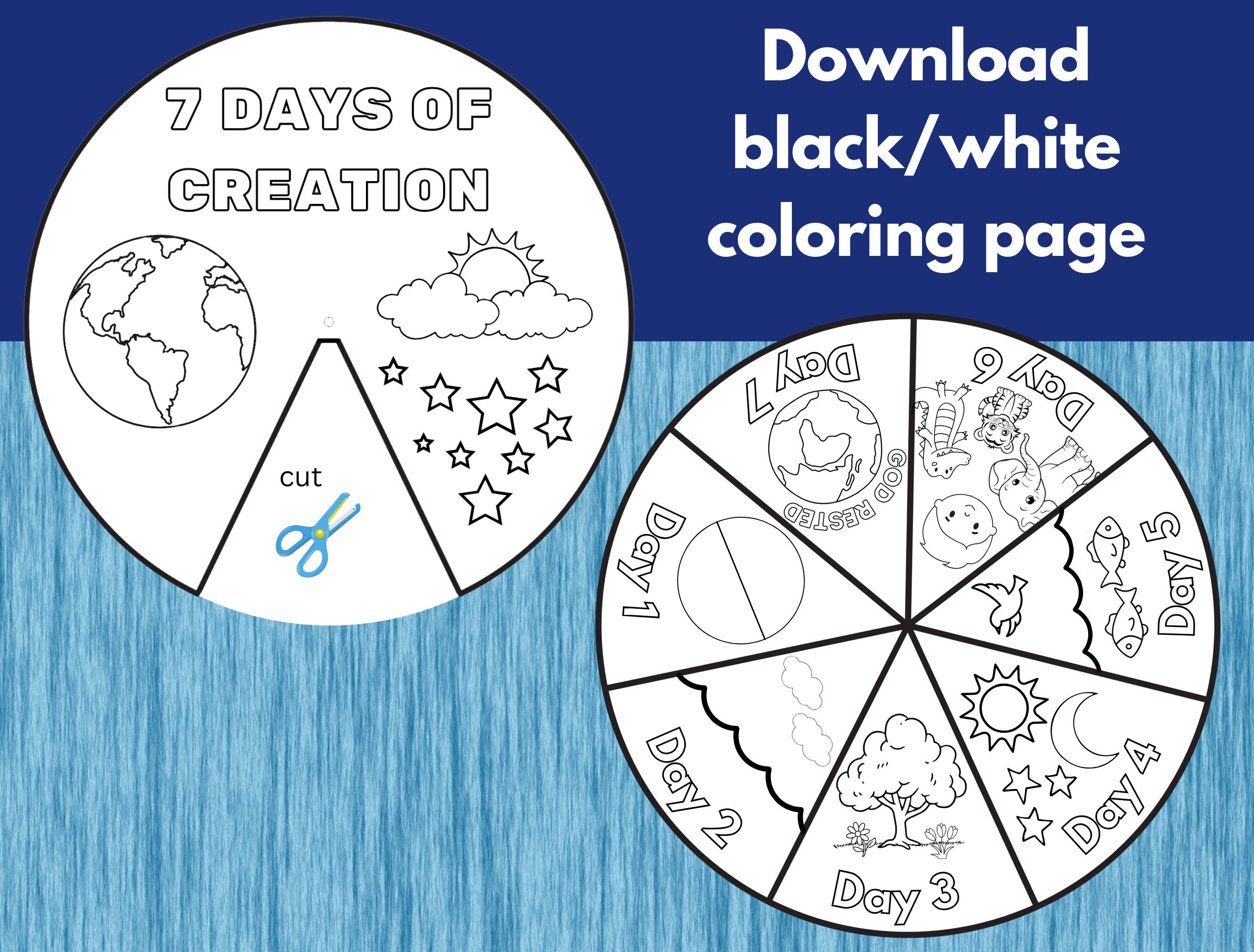 Days of Creation Coloring Wheel, Kids Bible Lesson, Memory Game, Bible ...