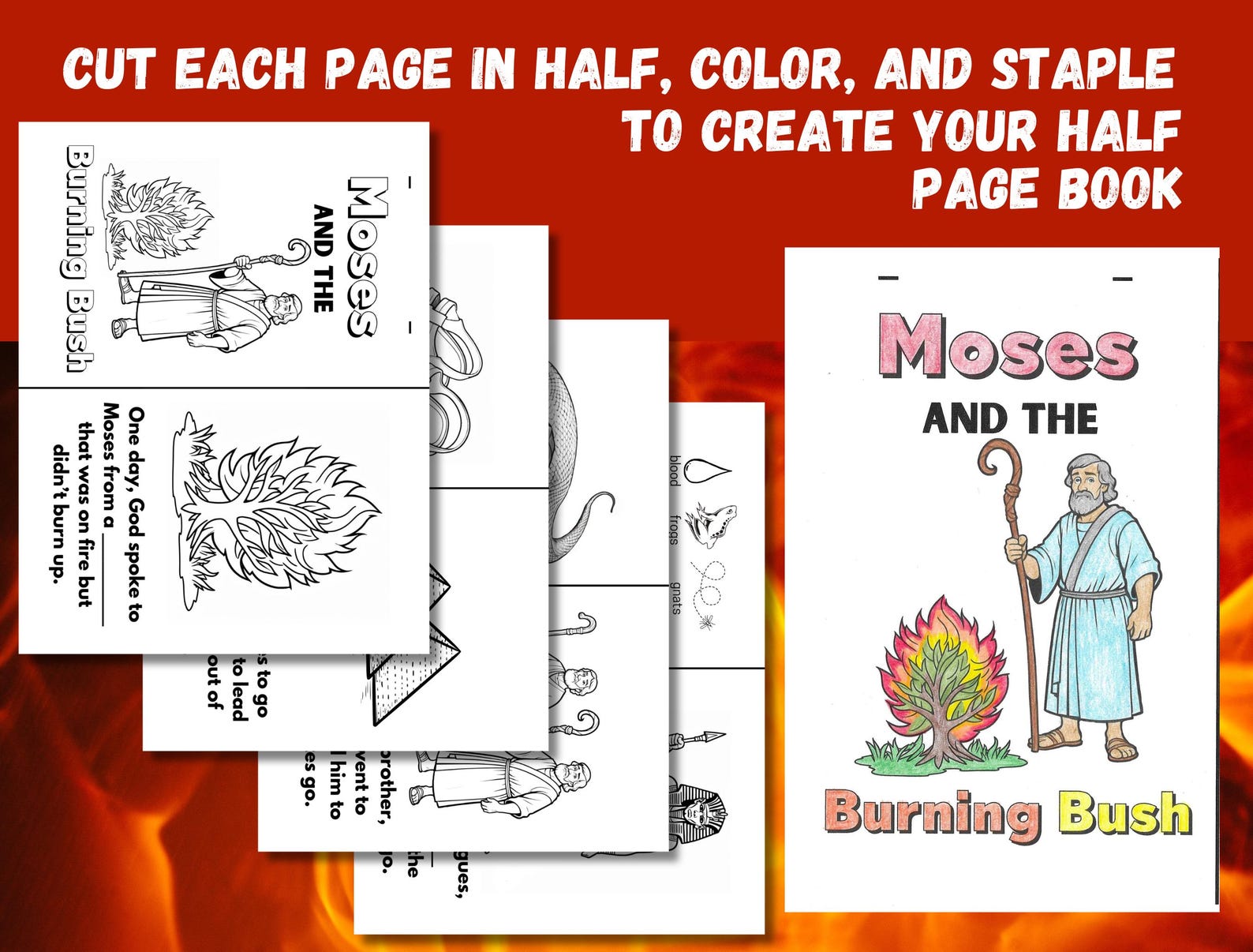 Moses and the Burning Bush, Bible Coloring Pages, Sunday School Lesson ...