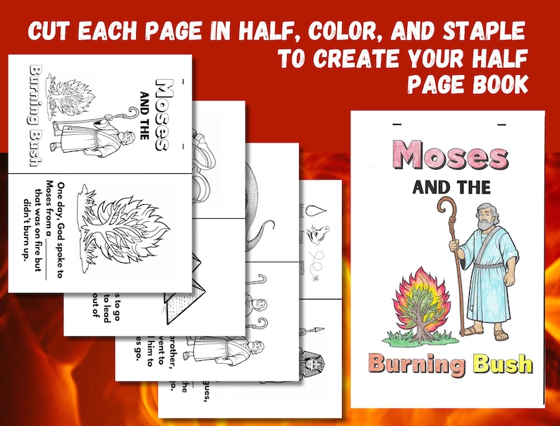 Moses and the Burning Bush Craft, Kids Bible Coloring Pages, Sunday ...