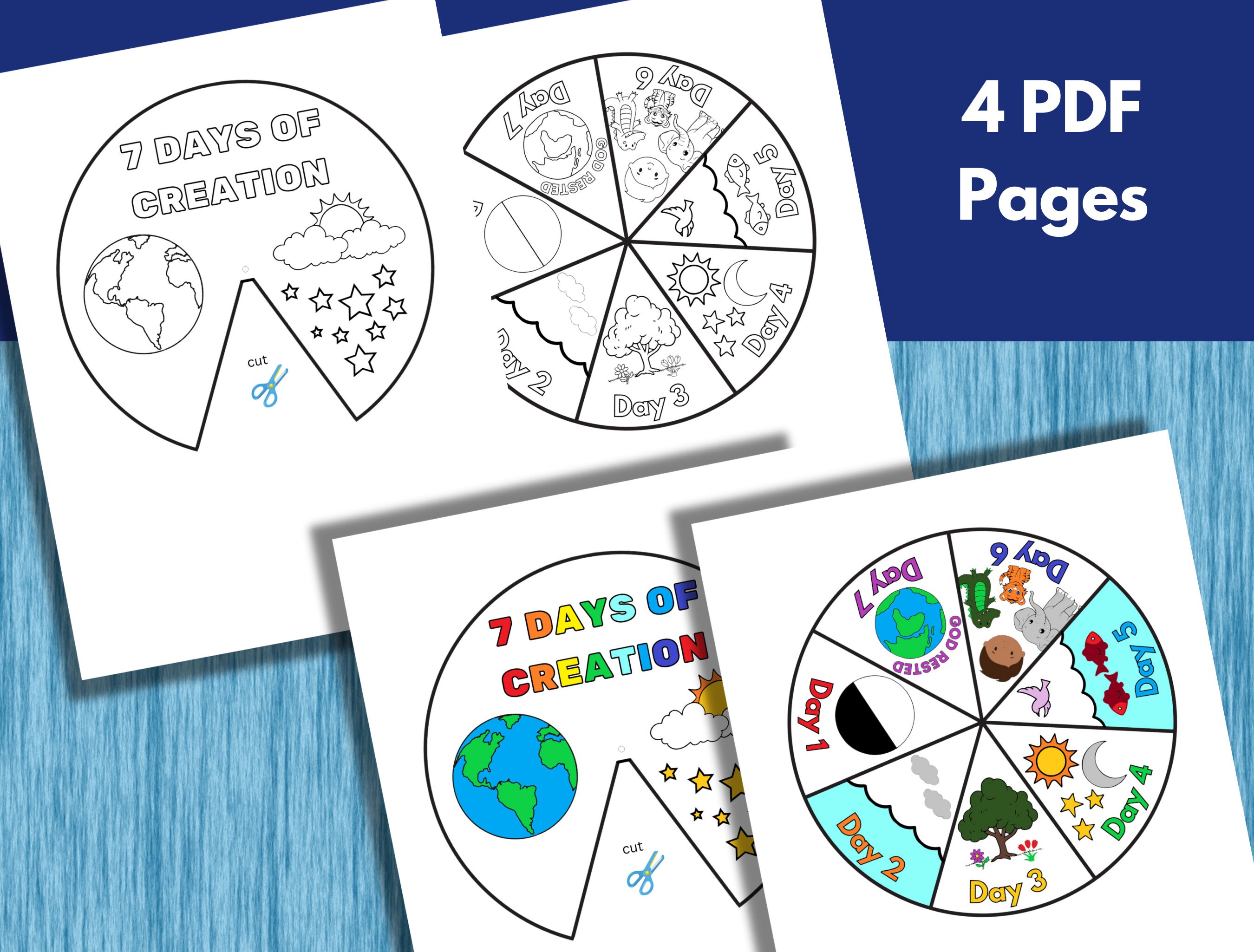 Days of Creation Coloring Wheel, Kids Bible Lesson, Memory Game, Bible ...