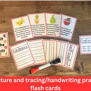 Fruit of the Spirit Bible Verse Memory Flash Cards, Kids Bible Study ...