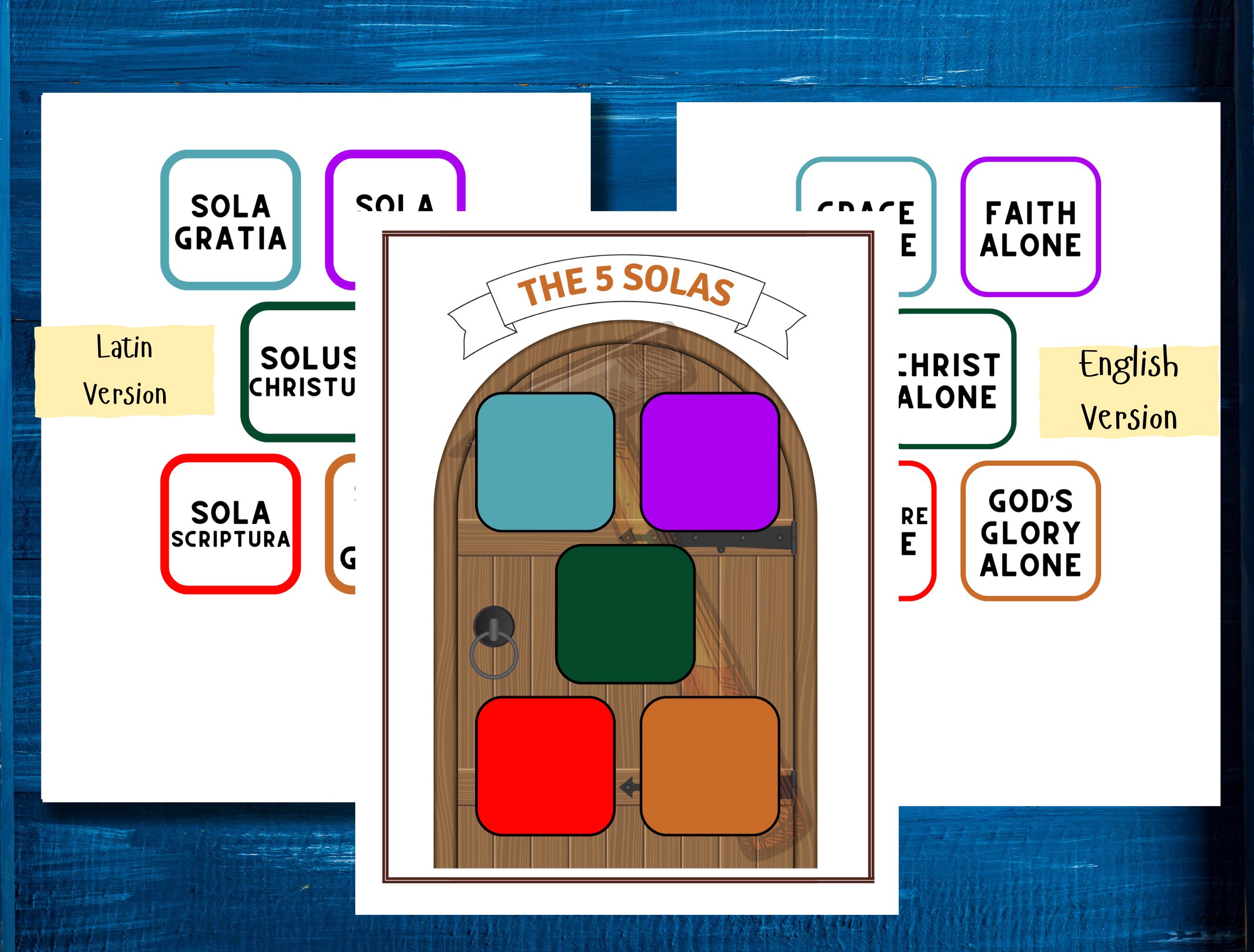 Five Solas Activity, Reformation Day Craft, Kids Bible Study Matching ...