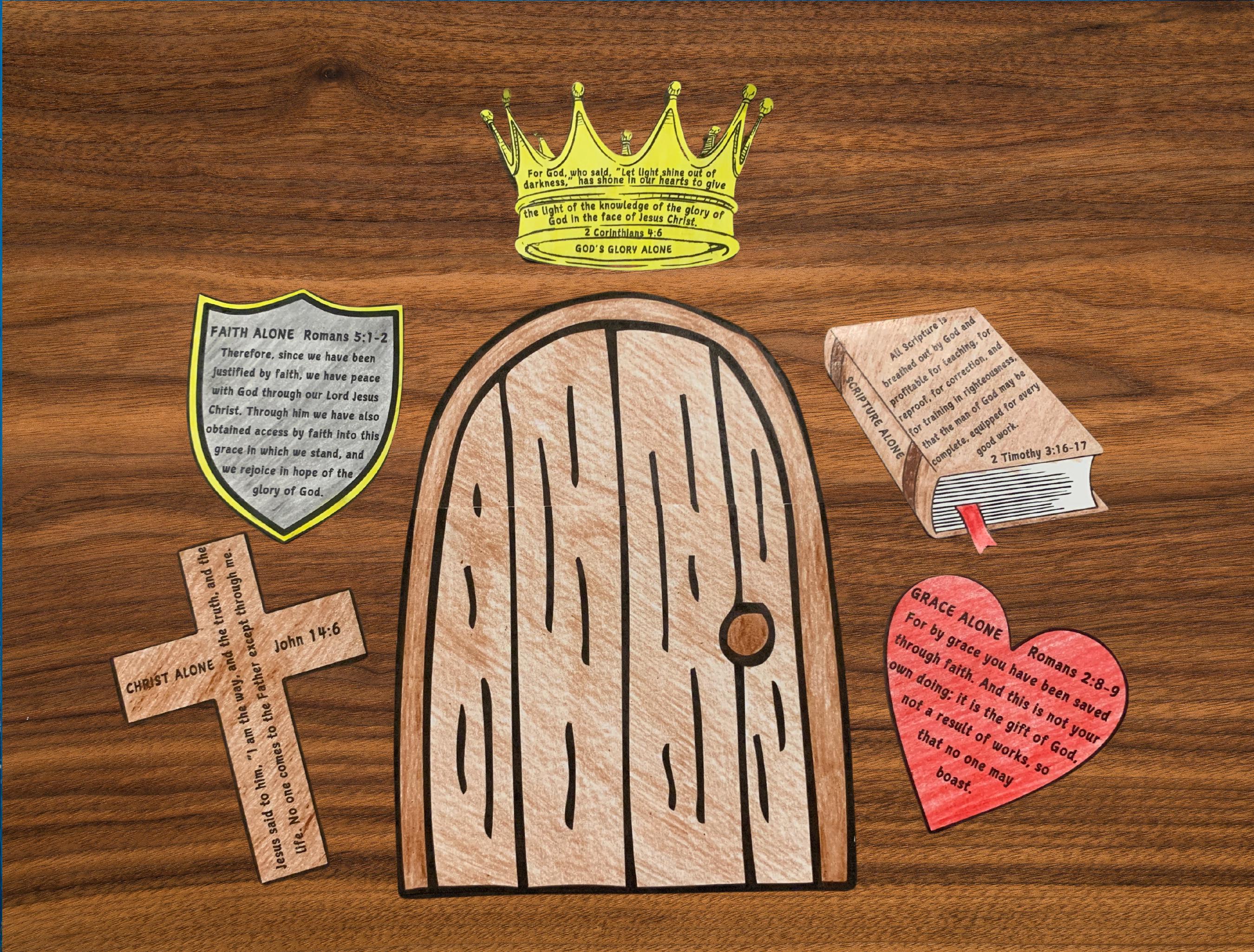 Five Solas Craft, Reformation Day Activity, 95 Theses Door, Scripture ...