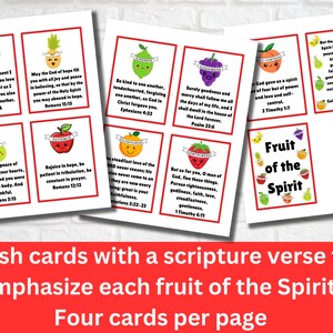 Fruit of the Spirit Bible Verse Memory Flash Cards, Kids Bible Study ...