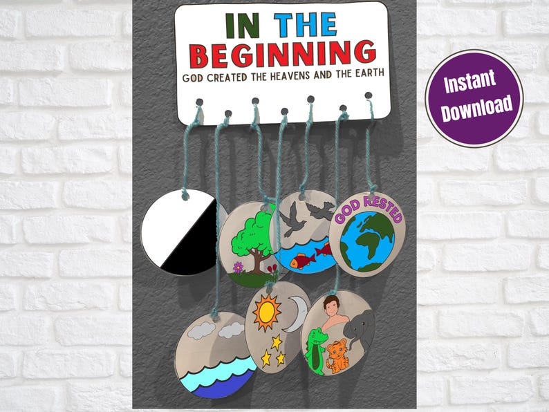 7 Days of Creation Craft, Sunday School Activity for Kids, Printable ...