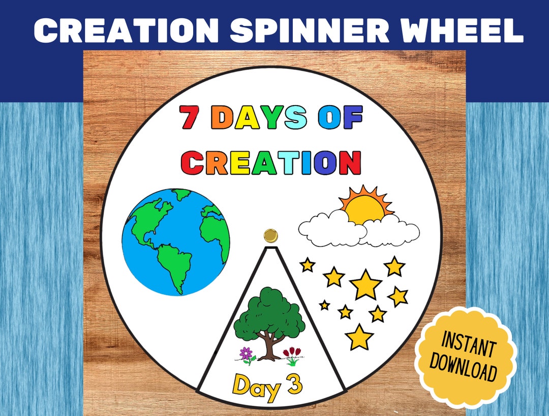 Days of Creation Coloring Wheel, Kids Bible Coloring Creation Story ...