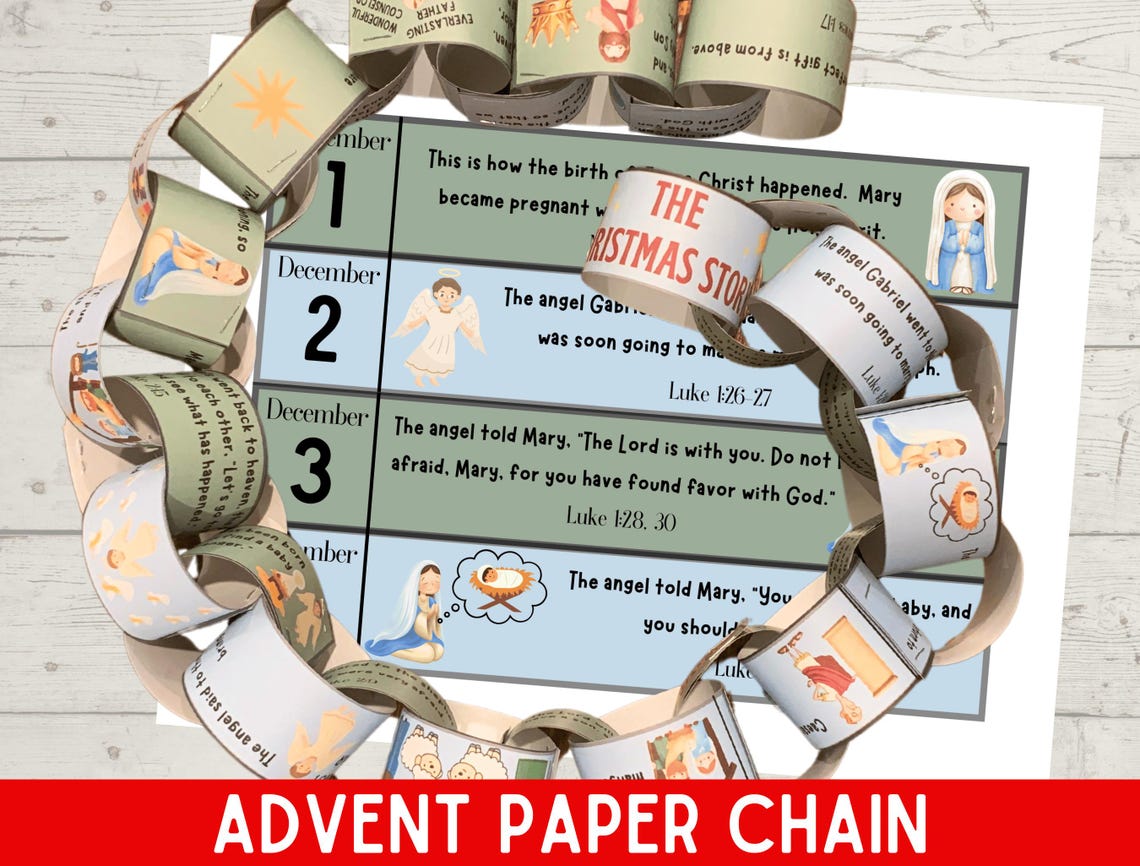 Advent Story Cards Paper Chain Countdown Craft BUNDLE, the Christmas ...