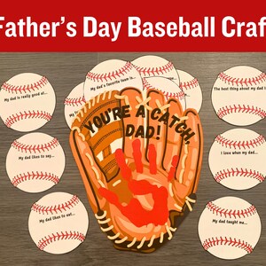 Baseball Fathers Day Handprint Gift for Dad, All About My Dad Printable ...