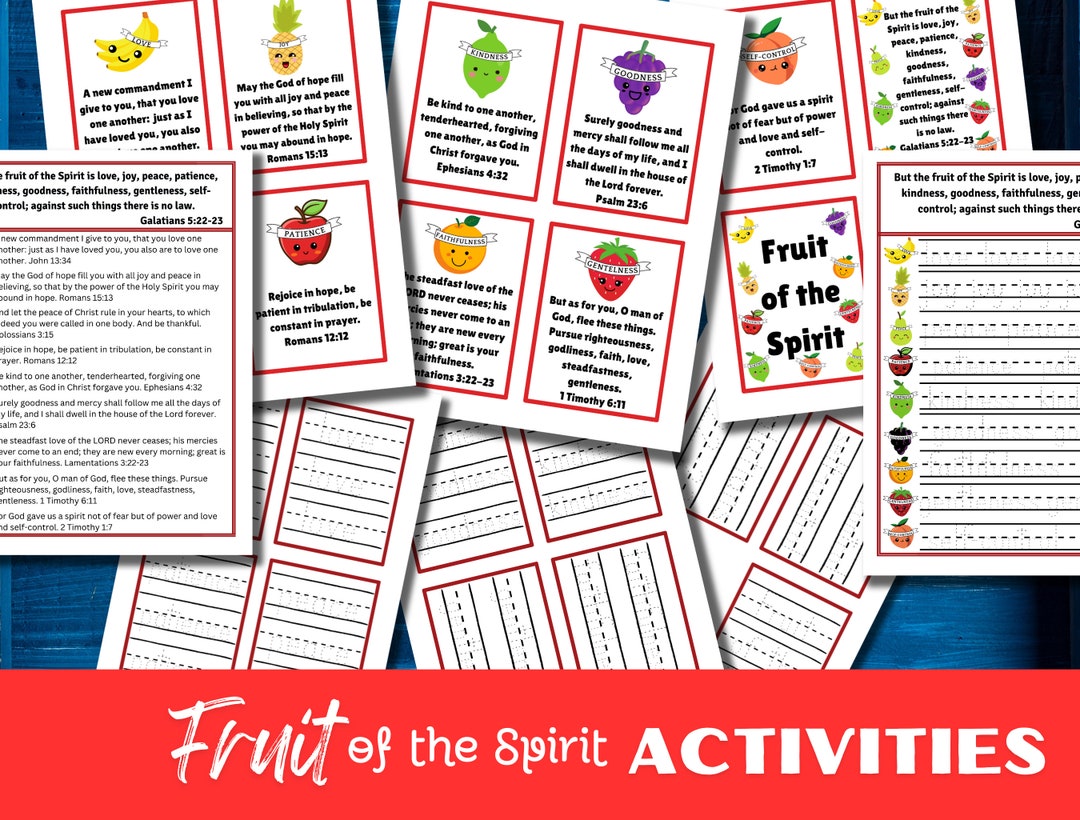 Fruit of the Spirit Bible Verse Memory Flash Cards, Kids Bible Study ...