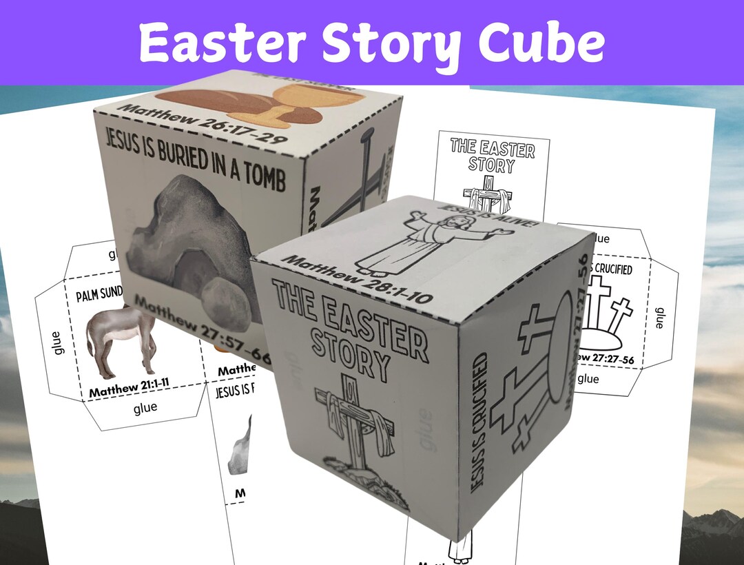 Easter Story Bible Craft Coloring Cube, Sunday School Bible Activity ...