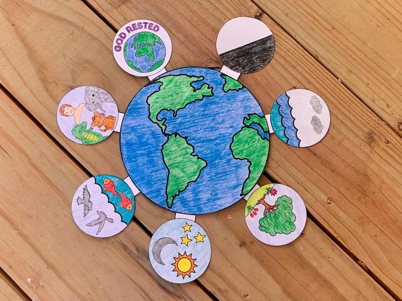 Days of Creation Bible Craft, Sunday School Lesson for Kids, Genesis 1 ...