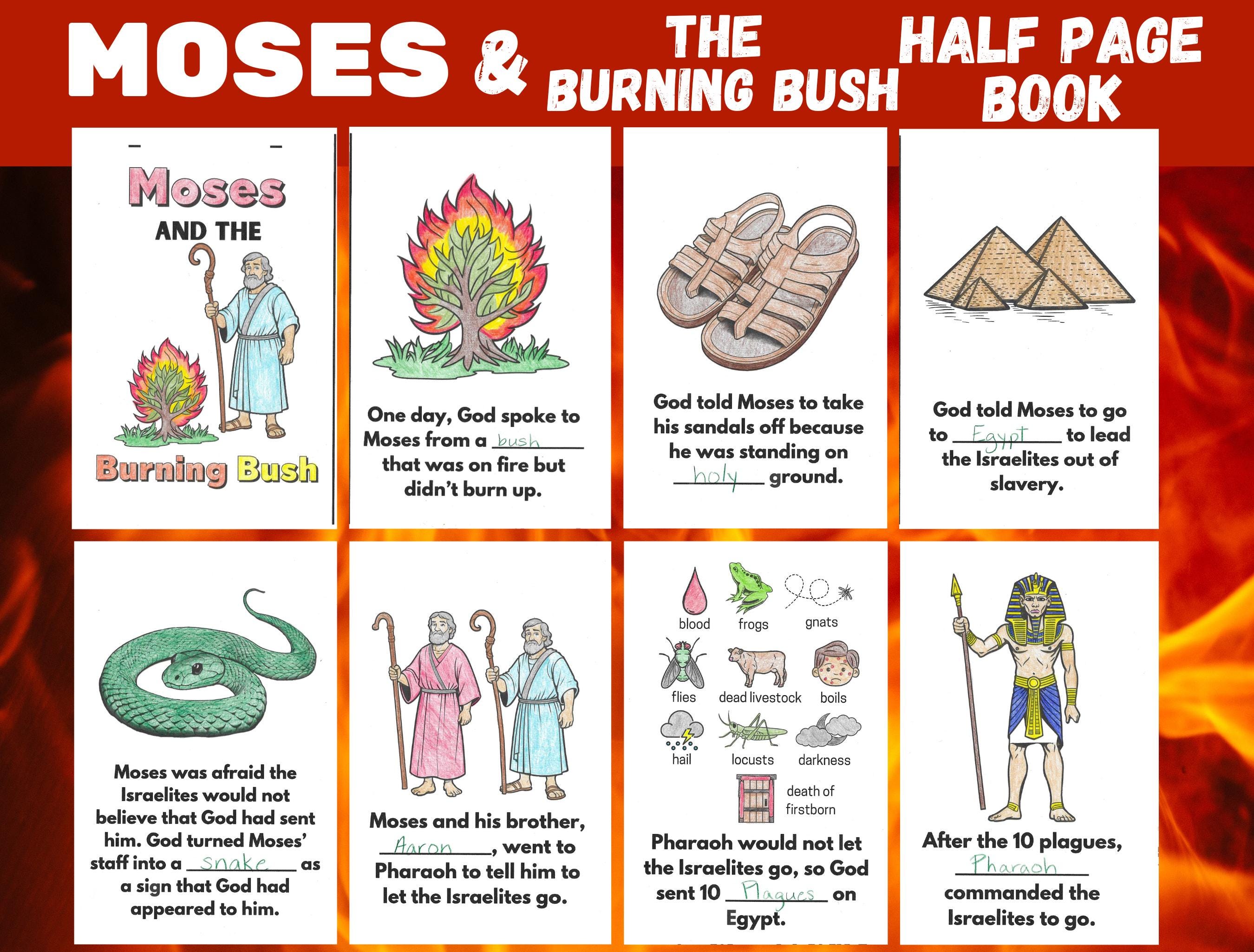 Moses and the Burning Bush, Bible Coloring Pages, Sunday School Lesson ...