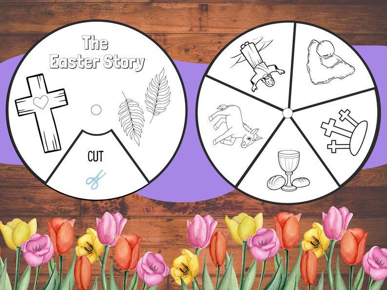 Easter Story Craft Coloring Wheel, Sunday School Bible Craft for Kids ...