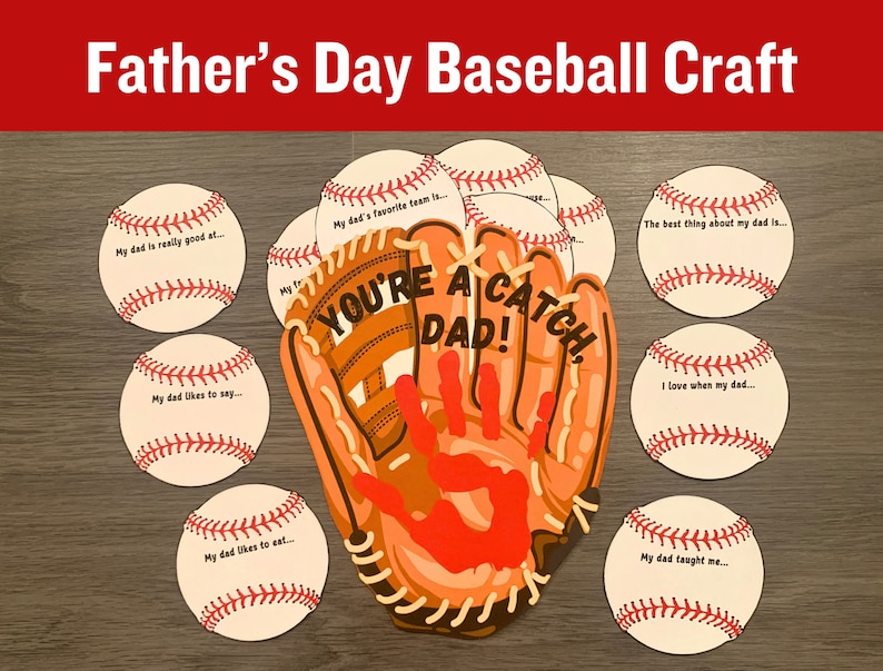Father's Day Handprint Craft, Printable All About My Dad, Baseball Dad ...