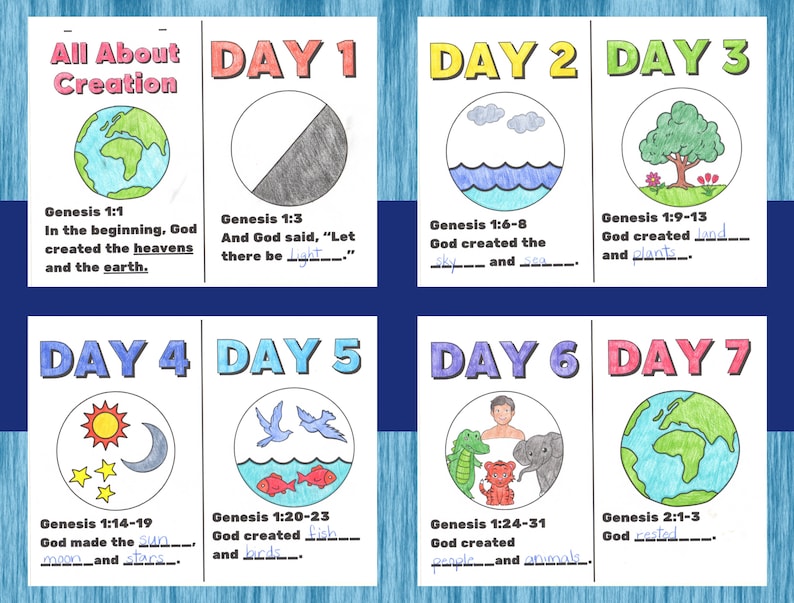 Bible Coloring Pages, Days of Creation, Kids Bible Coloring Book ...