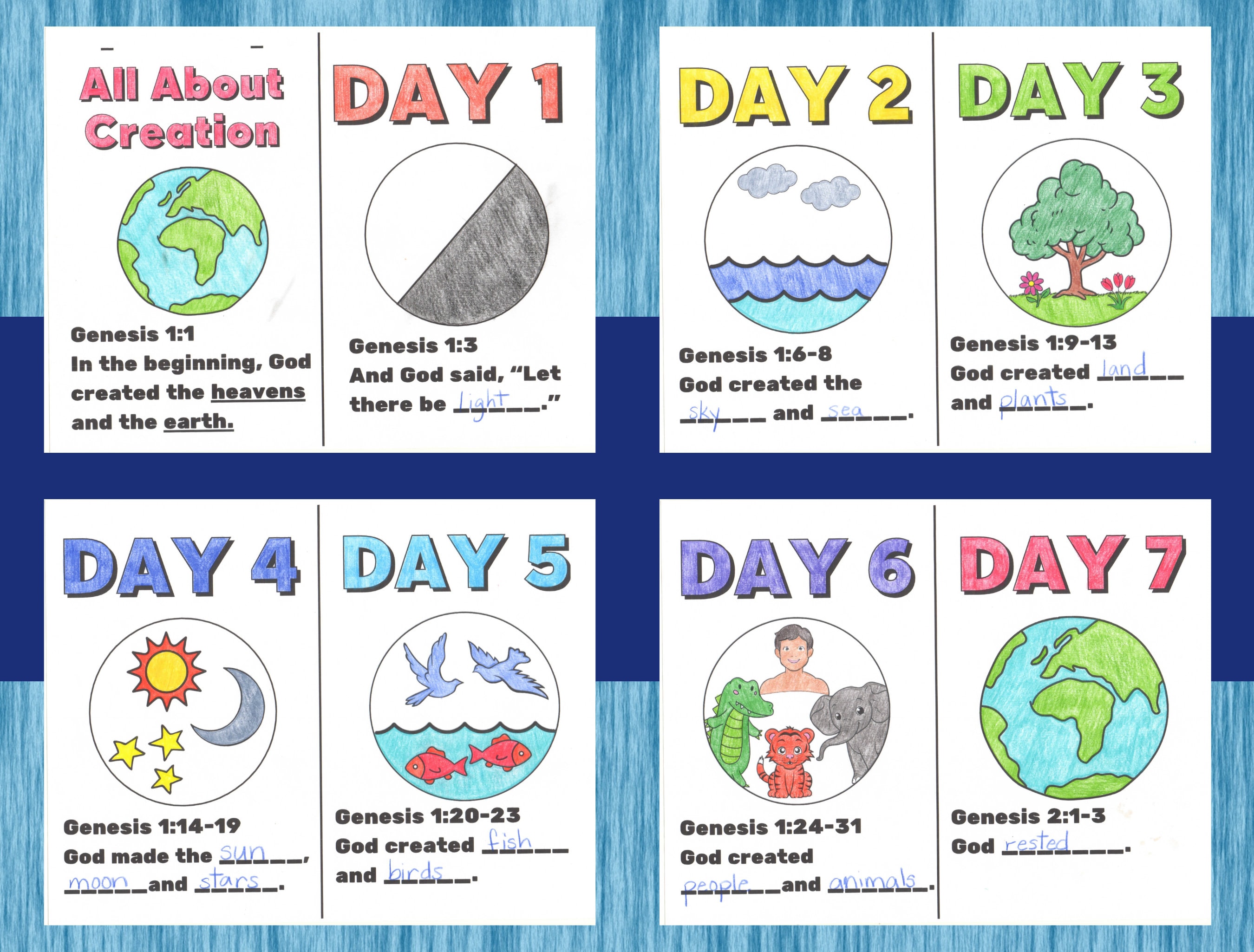 Bible Coloring Pages, Days of Creation, Kids Bible Coloring Book ...