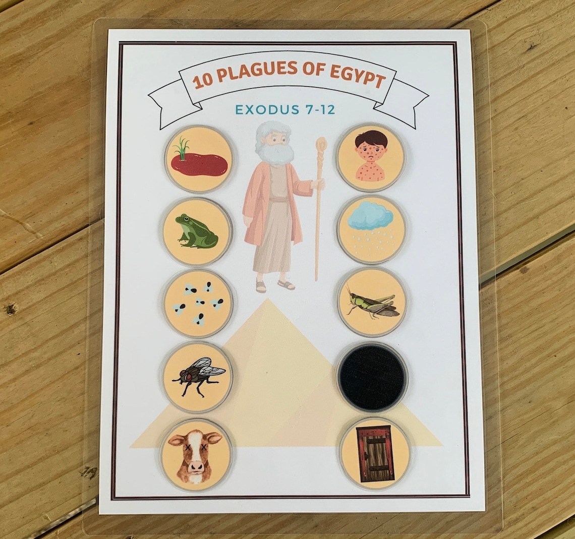 Plagues of Egypt Printable, Kids Sunday School Bible Lesson, Memory Matching Game, Passover, 10 ...