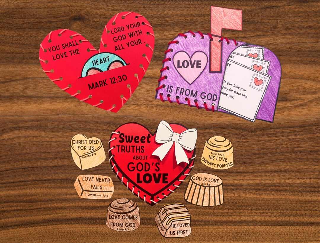 Valentine’s Day Bible Craft BUNDLE, Sunday School Love Craft, Scripture ...