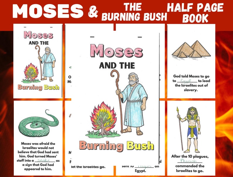 Moses and the Burning Bush Craft, Kids Bible Coloring Pages, Sunday ...